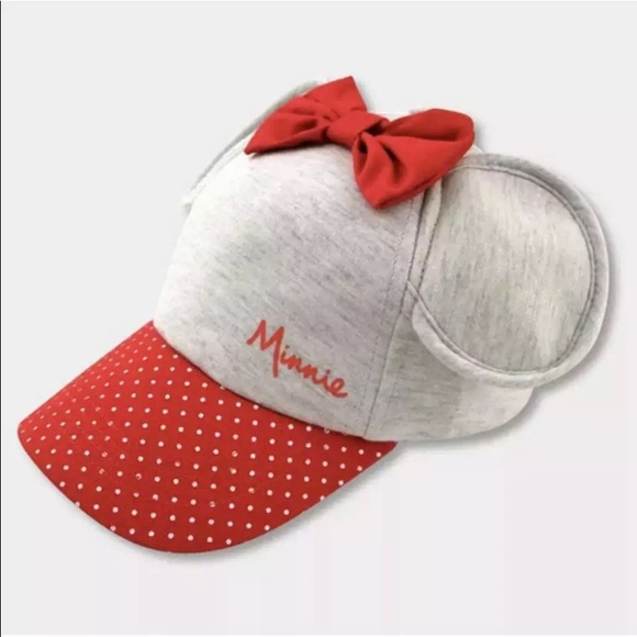 Disney | Accessories | Toddler Minnie Mouse Caps Red And Gray | Poshmark